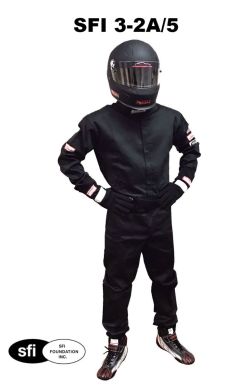 Racerdirect 2 Layer Fire Retardant Racing Suit SFI 3.2A/5 - Black